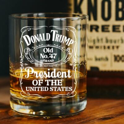 Donald Trump Whiskey Glass, 47th President Bourbon Glasses
