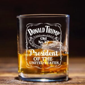 Donald Trump Whiskey Glass, 47th President Bourbon Glasses